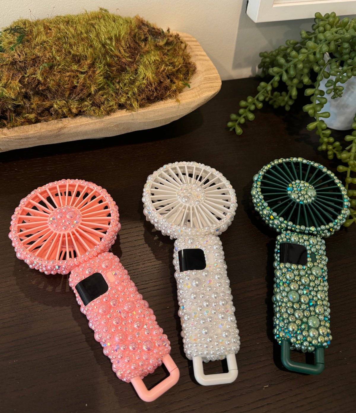 Pearl Handheld Rechargeable Fan, Pink